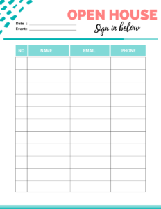 6 Free Open House Sign-In Sheets to Try This Weekend (With Free ...