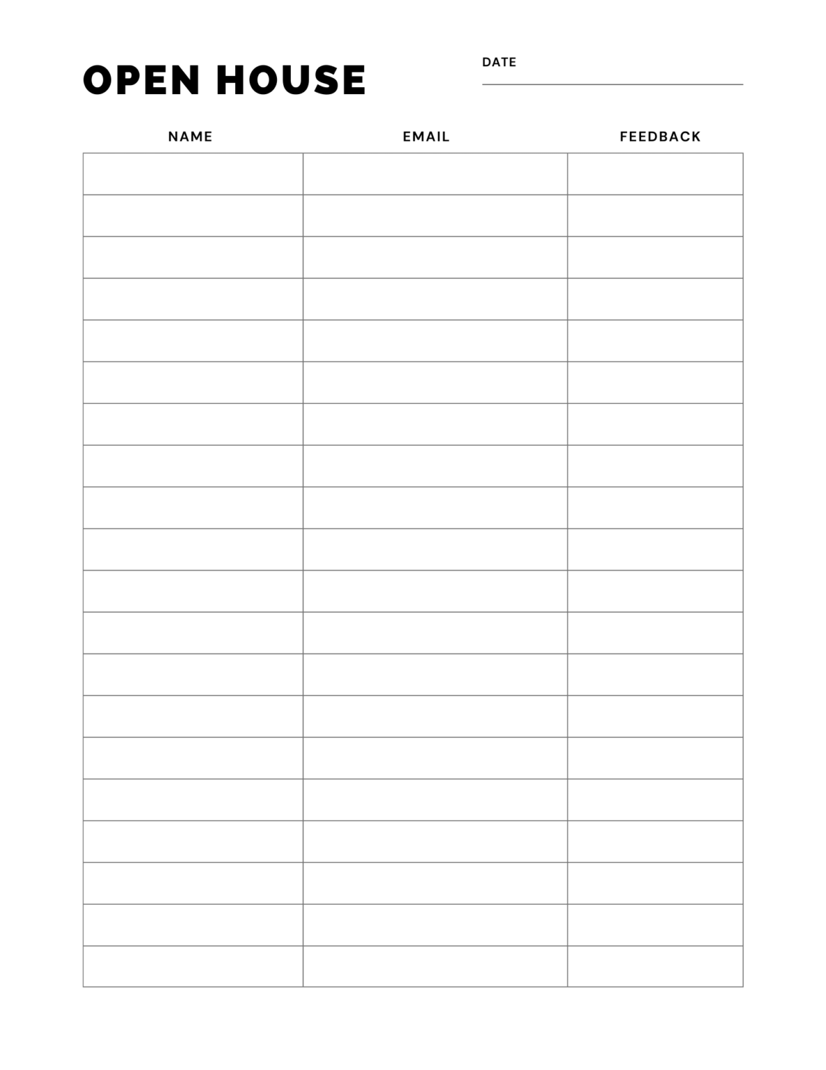 6 Free Open House Sign-In Sheets to Try This Weekend (With Free ...